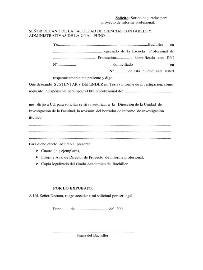 Modelo de Solicitud Informe | PDF