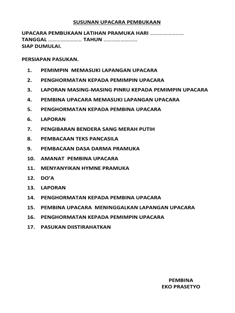 Susunan Upacara Pramuka | PDF