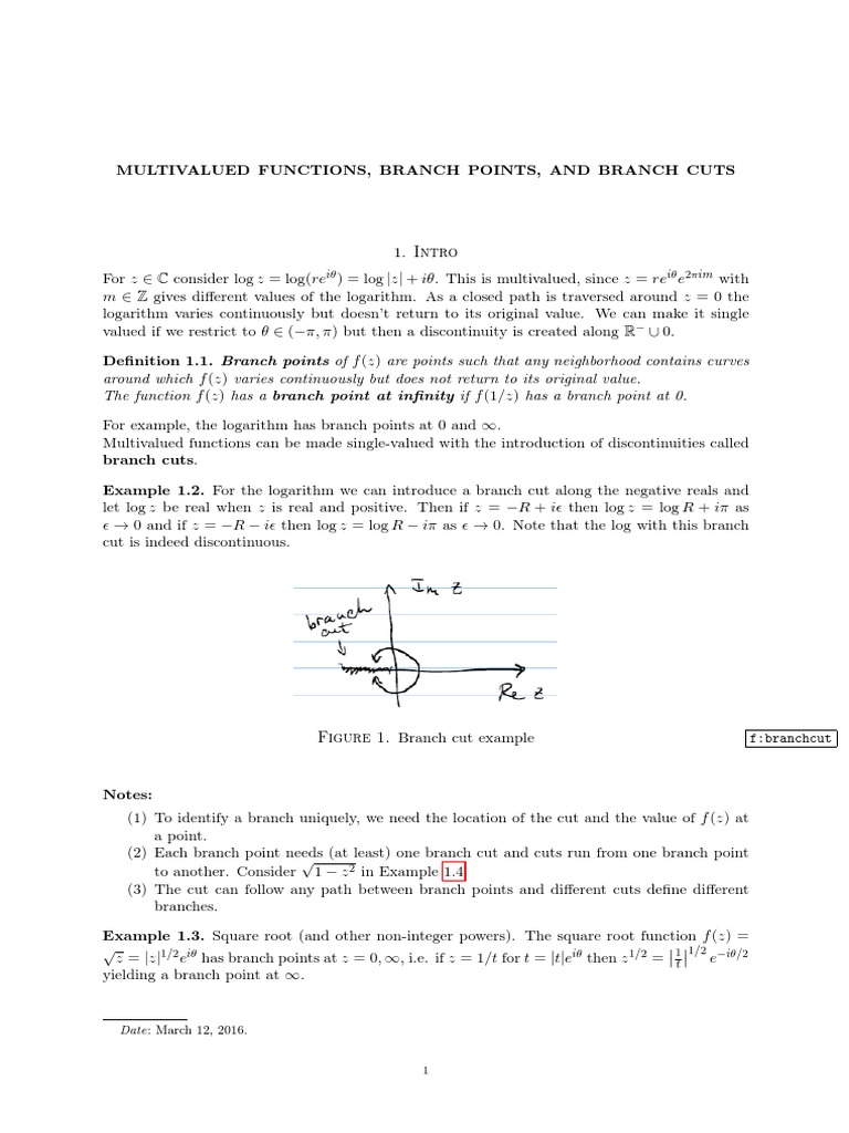 Branch Cuts | PDF | Logarithm | Complex Analysis