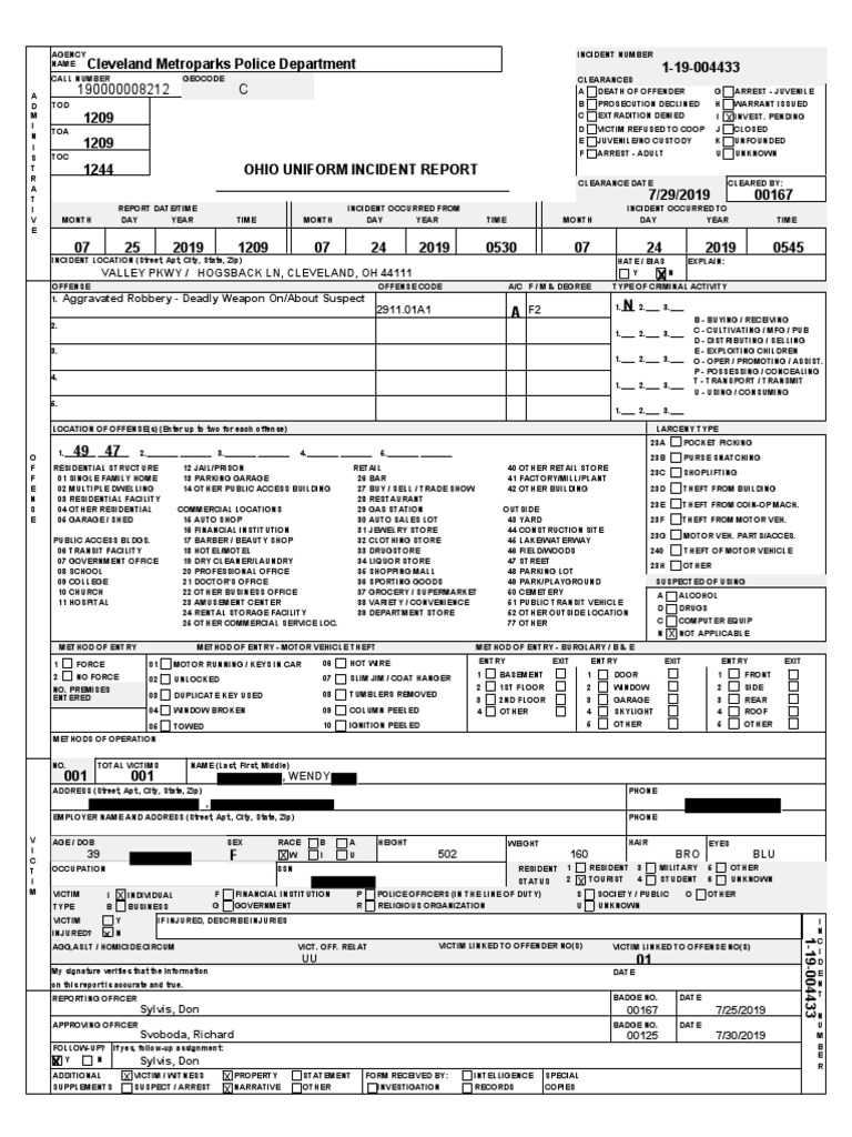 Rocky River Robbery No. 2 - Incident Report | PDF | Filling Station ...