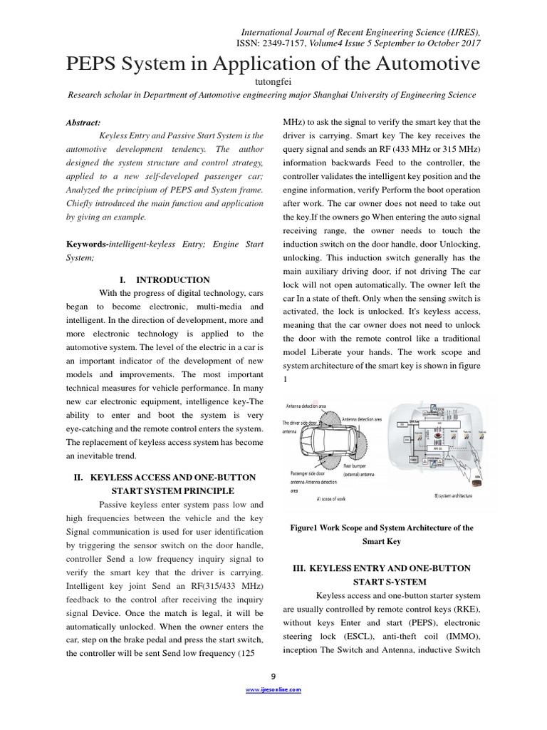 PEPS System in Application of The Automotive: Abstract | PDF ...