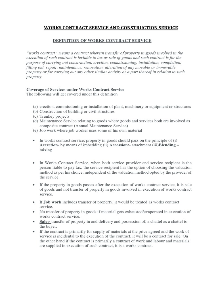 Works Contract Service and Construction Service | PDF | Revenue ...