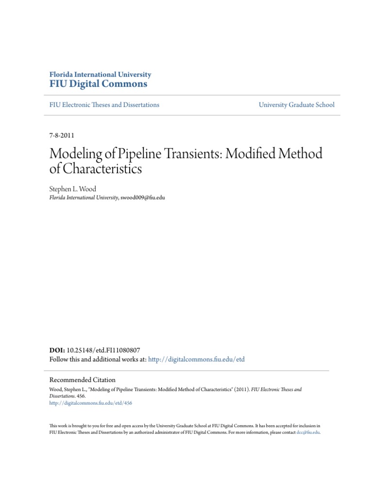 Modeling of Pipeline Transients: Modified Method of Characteristics | PDF | Partial Differential ...
