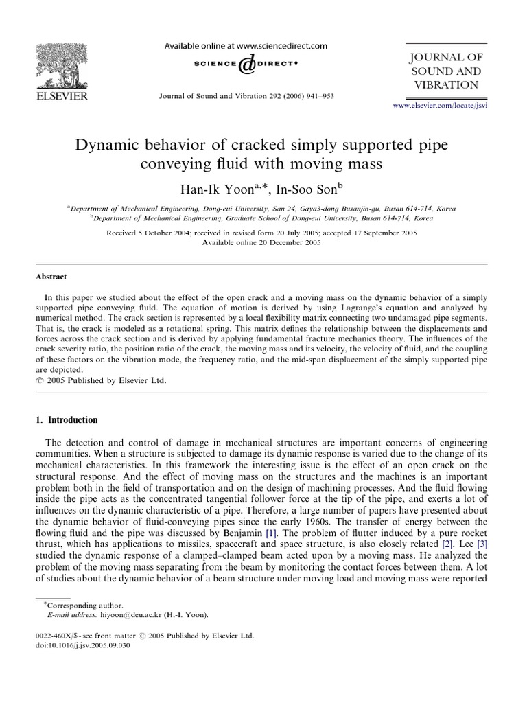 Dynamic Behavior of Cracked Simply Supported Pipe Conveying Uid With ...