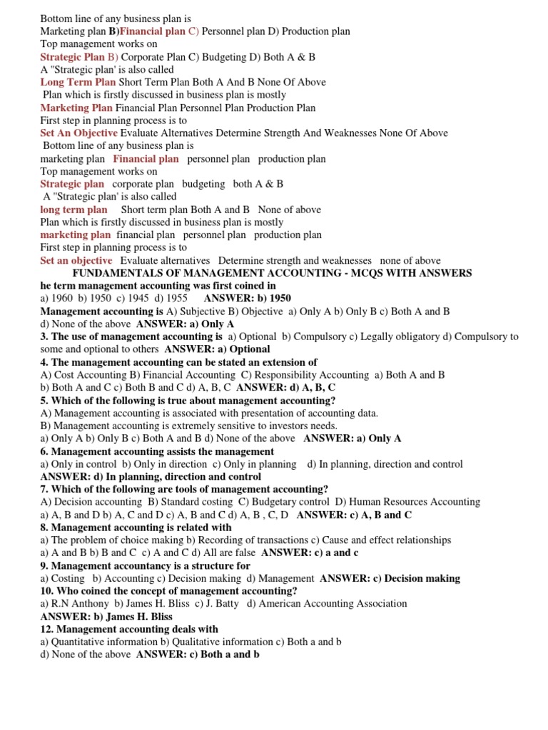 Management Mcqs | PDF | Strategic Management | Goal