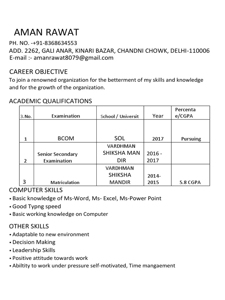CV Aman PDF | PDF