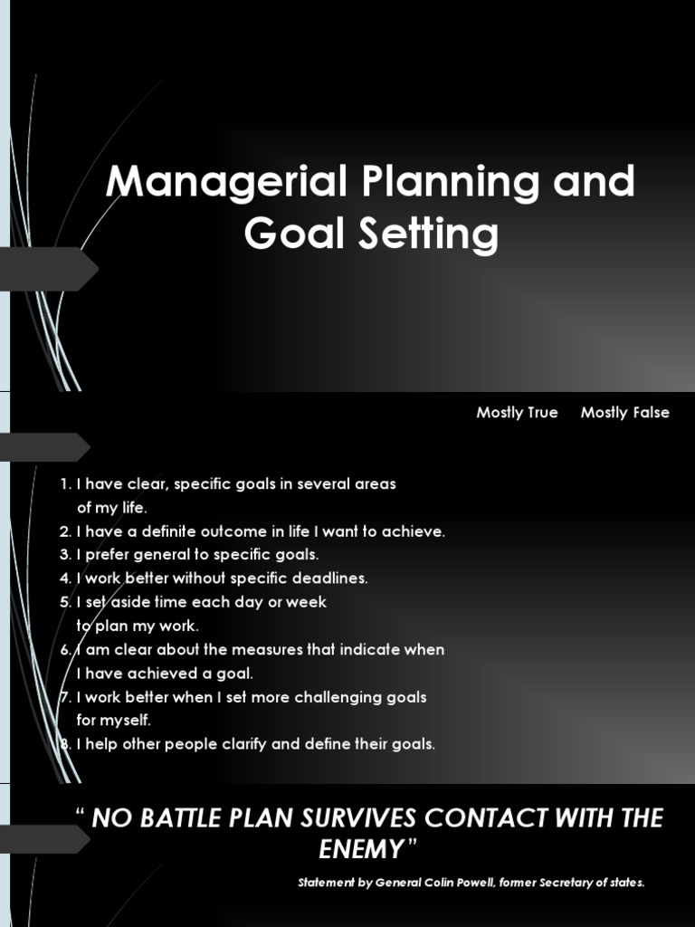 Planning and Goal Setting | PDF | Goal | Goal Setting