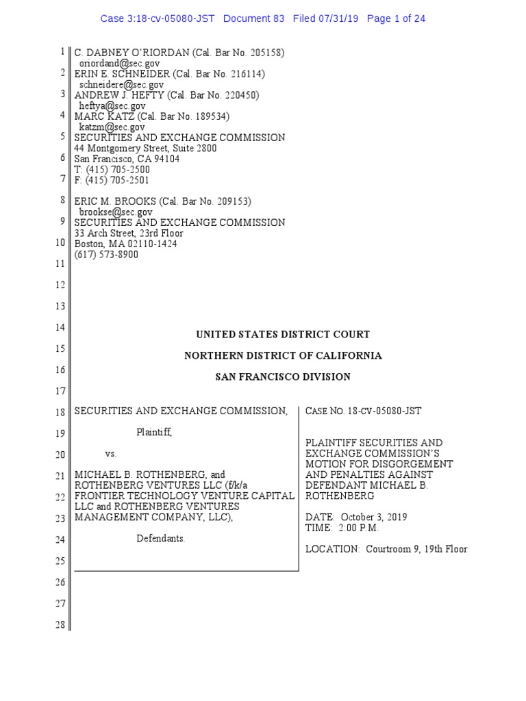 SEC vs. Mike Rothenberg | PDF | Venture Capital | Corporate Finance