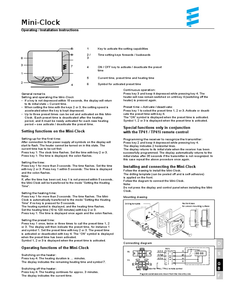 Mini-Clock: Operating / Installation Instructions | PDF | Manufactured ...