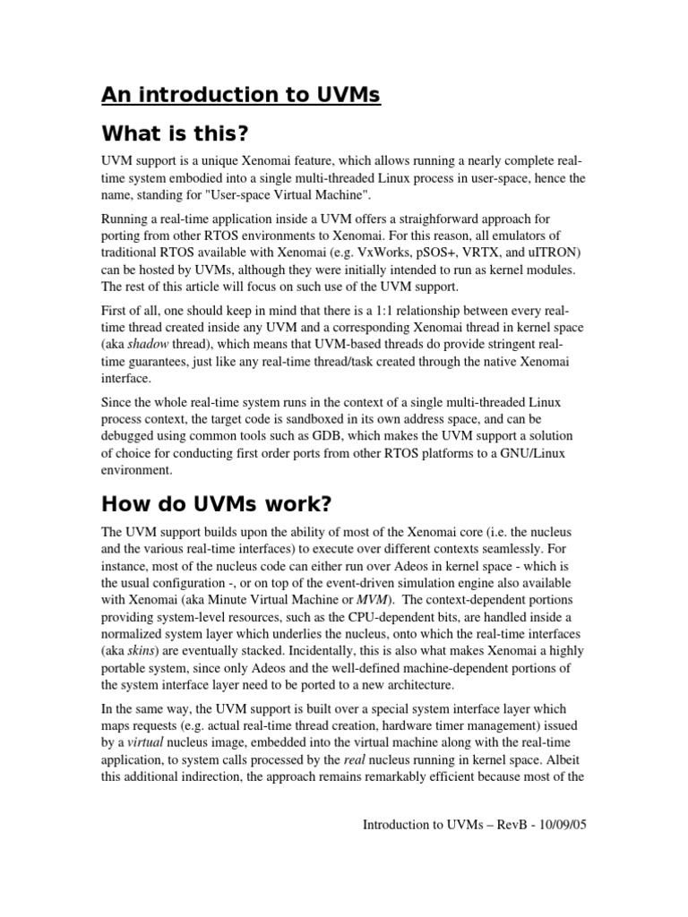 Introduction To UVMs Rev B | PDF | Kernel (Operating System) | Thread (Computing)