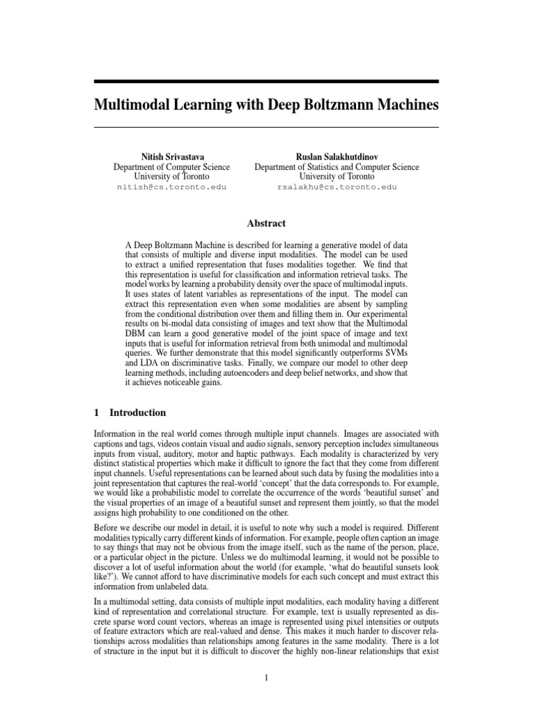 Deep Boltzmann Machine Paper | PDF | Statistics | Statistical Theory