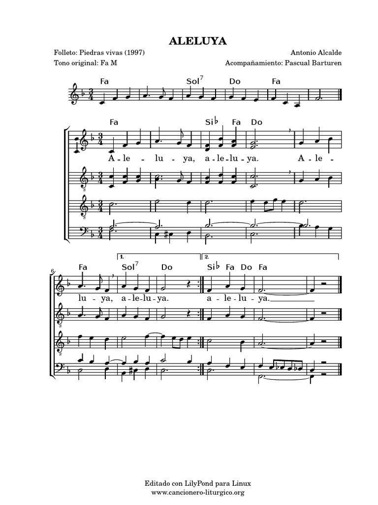 Canción Litúrgica: Aleluya en Fa M | PDF