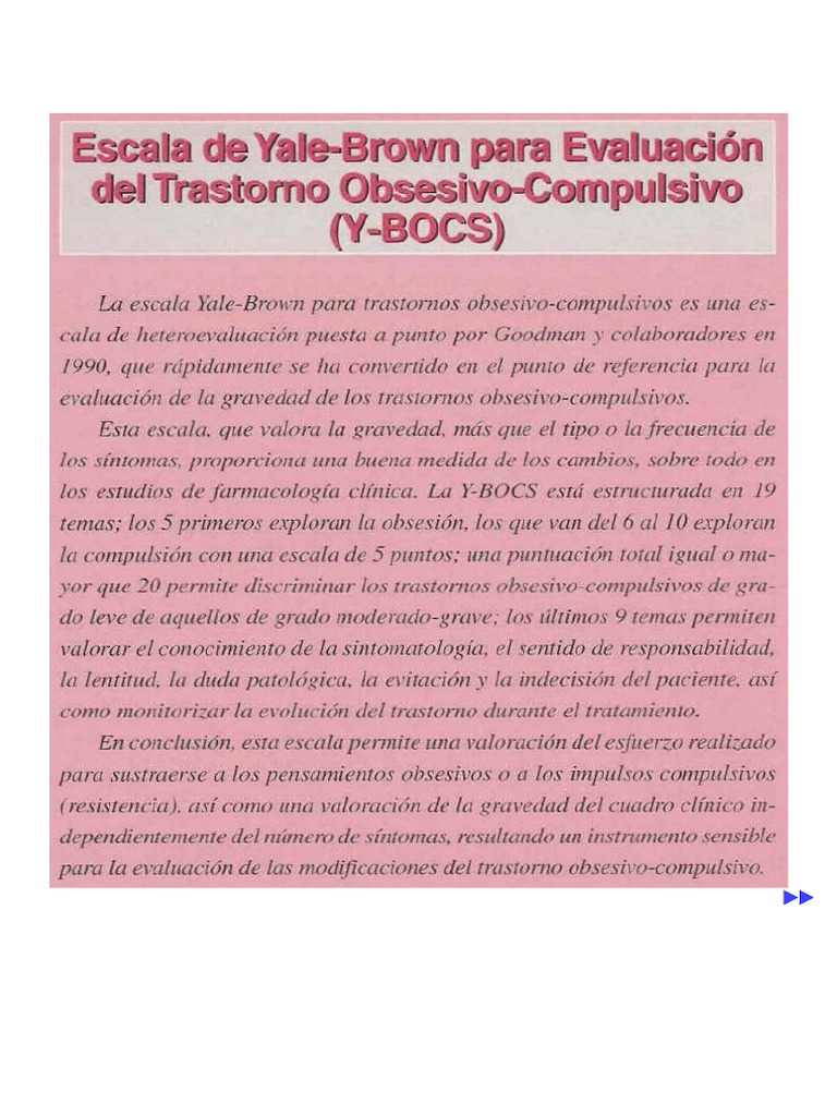 Escala Yale Brown para Evaluar Trastorno Obsesivo Compulsivo | PDF | Relaciones personales ...