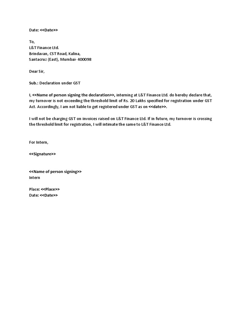 Declaration of GST | PDF