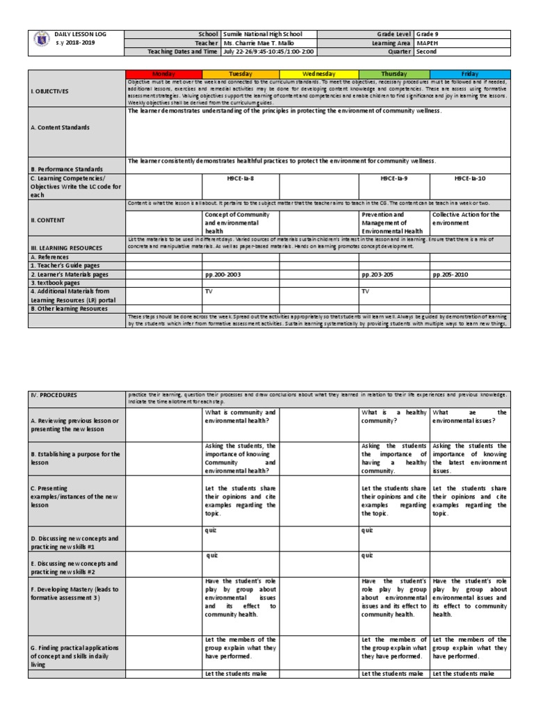 Mapeh 9 | PDF | Learning | Teachers
