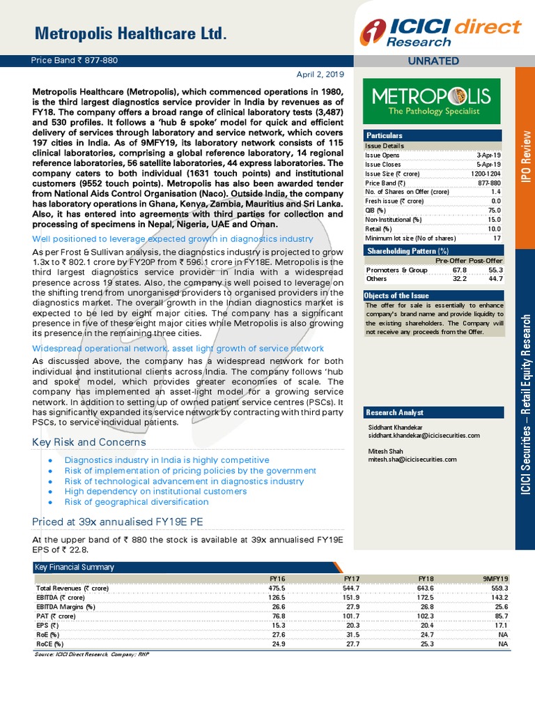 Metropolis Healthcare LTD.: Unrated | PDF | Medical Imaging | Pathology