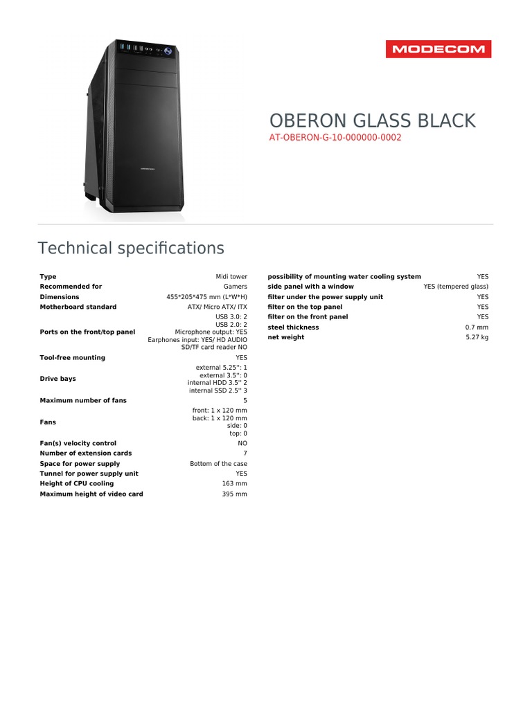 Oberon Glass Black | PDF | Computer Architecture | Computer Hardware