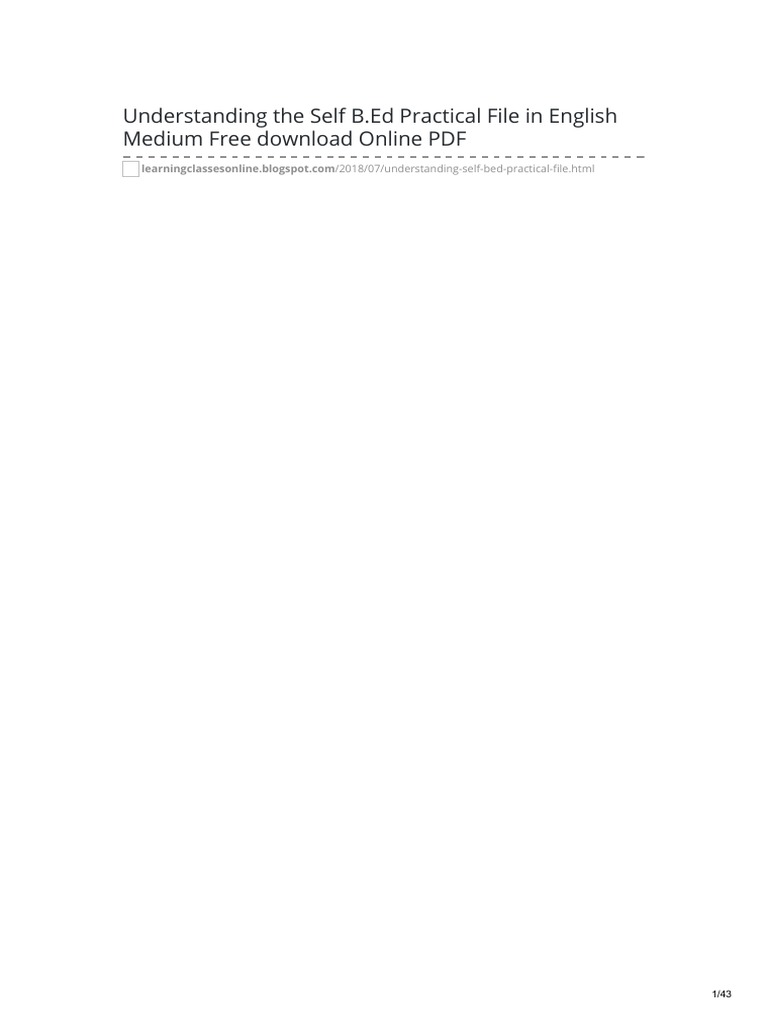 Understanding The Self B.Ed Practical File in English Medium Free ...