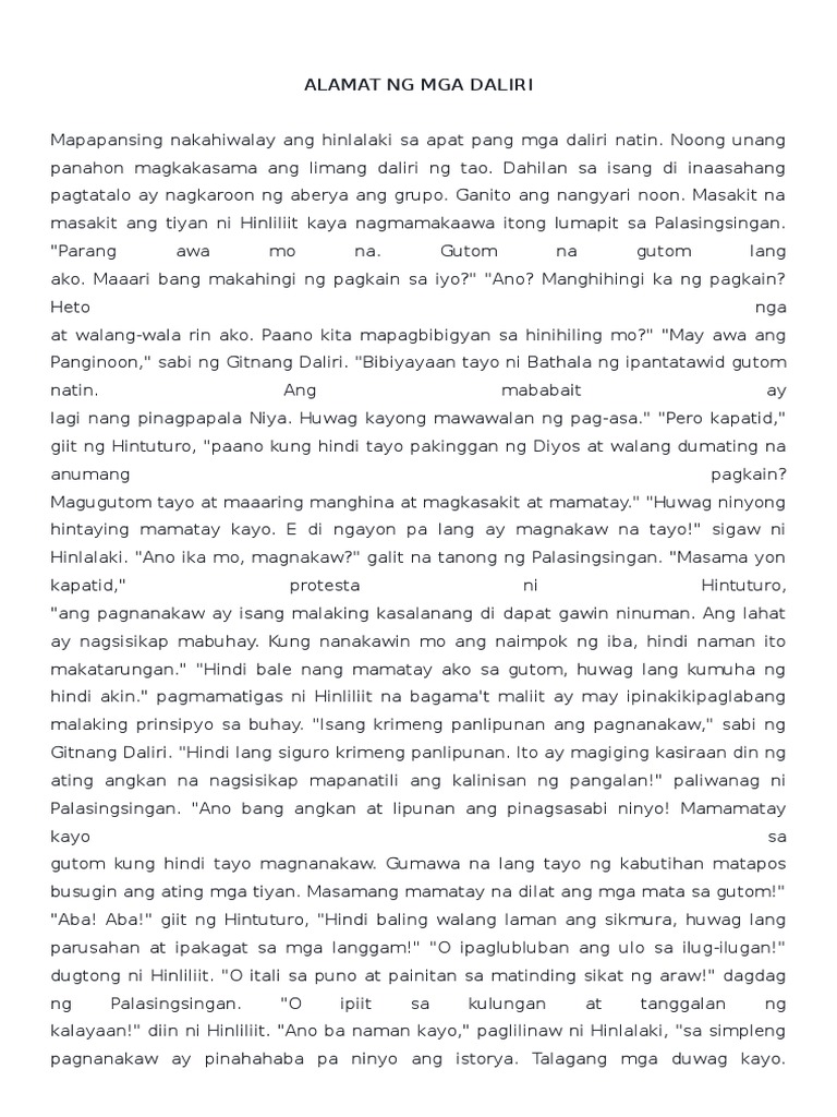 Alamat NG Mga Daliri | PDF