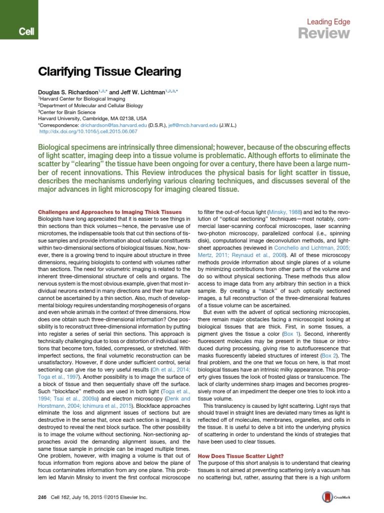 Clarifying Tissue Clearing | PDF | Light | Microscopy