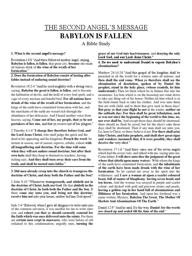 Babylon Is Fallen: The Second Angel'S Message | PDF | Ten Commandments ...