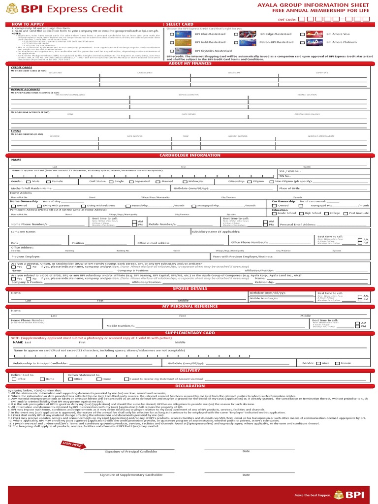 BPI Express Credit Card Application Form | PDF | Credit Card | Banking