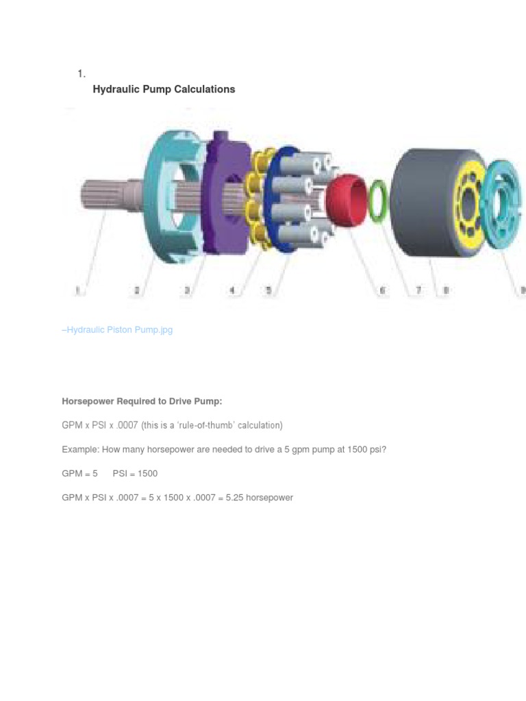 Hydraulic Pump Calculations | PDF | Valve | Pump