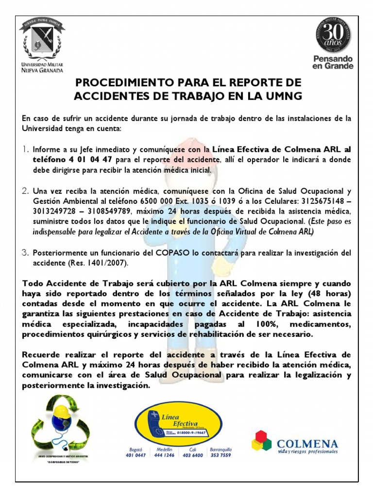Reporte de Accidente de Trabajo Arl Colmena | PDF