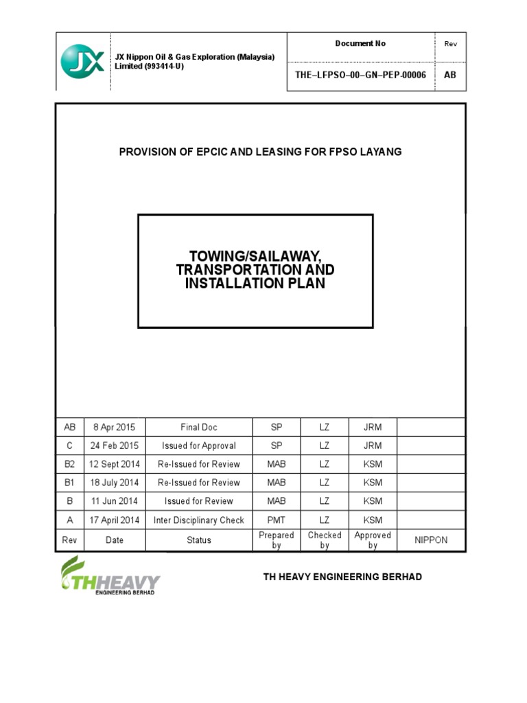 TowingSailaway Transportation and Installation Plan | Download Free PDF ...