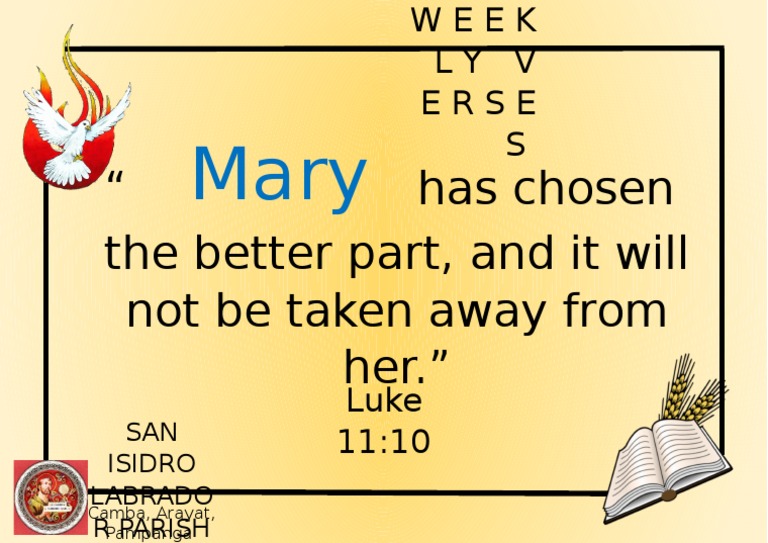 Has Chosen The Better Part, and It Will Not Be Taken Away From Her. | PDF