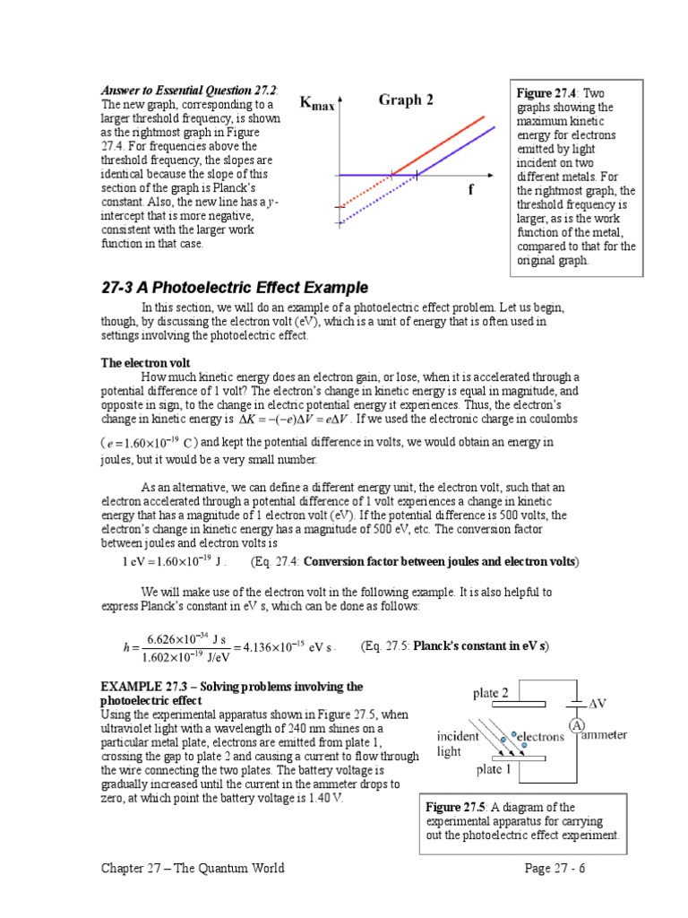Section 27 Dash 3 | PDF | Photoelectric Effect | Electronvolt