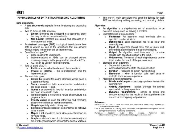 01 Handout 1 | PDF | Algorithms | Theoretical Computer Science
