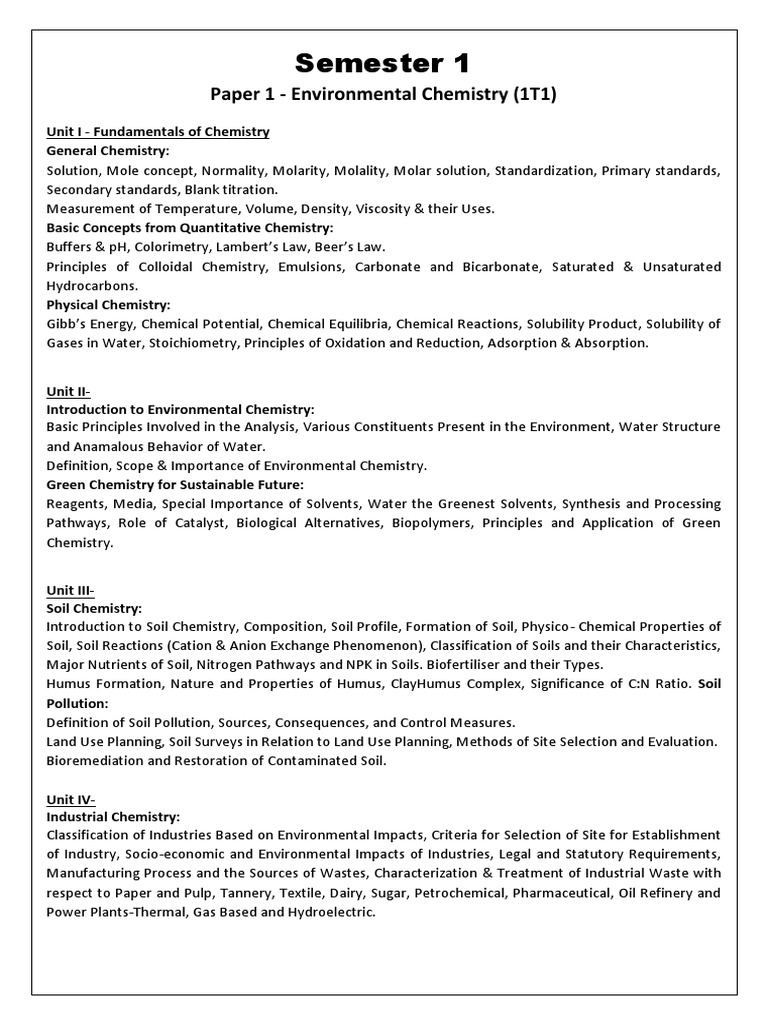 Sem 1 Evs Syllabus Pdf Meteorology Soil