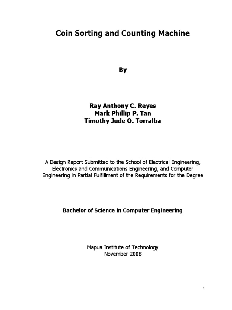 Coin Sorting and Counting Machine PDF | PDF | Capacitor | Power Supply