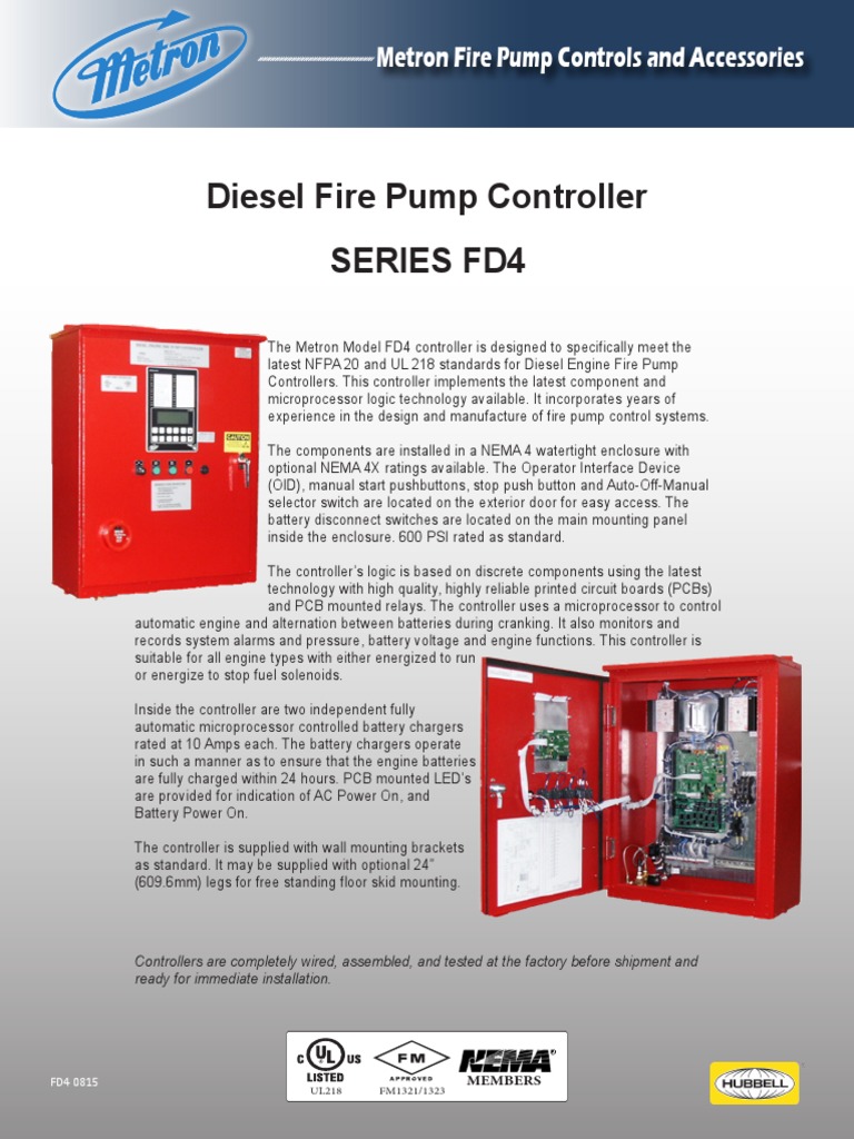 Diesel Fire Pump Controller Series Fd4 | PDF | Battery Charger | Switch