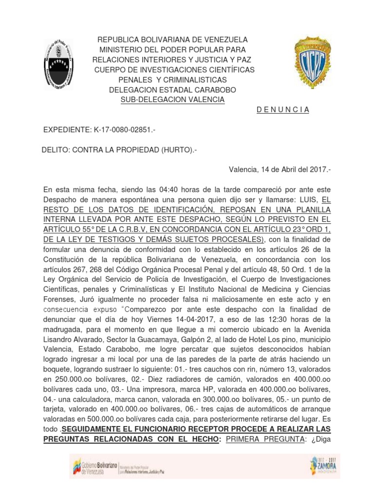 Acta Policial | PDF | Policía | Venezuela