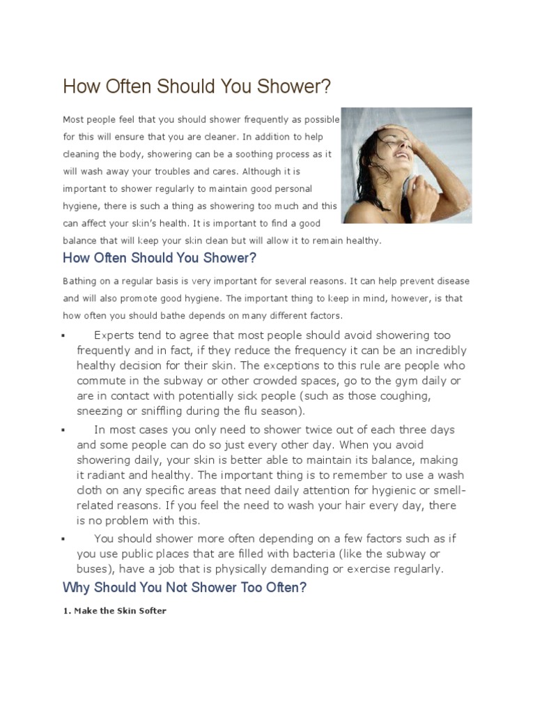 Optimal Shower Frequency for Skin Health | PDF | Hygiene | Medical ...