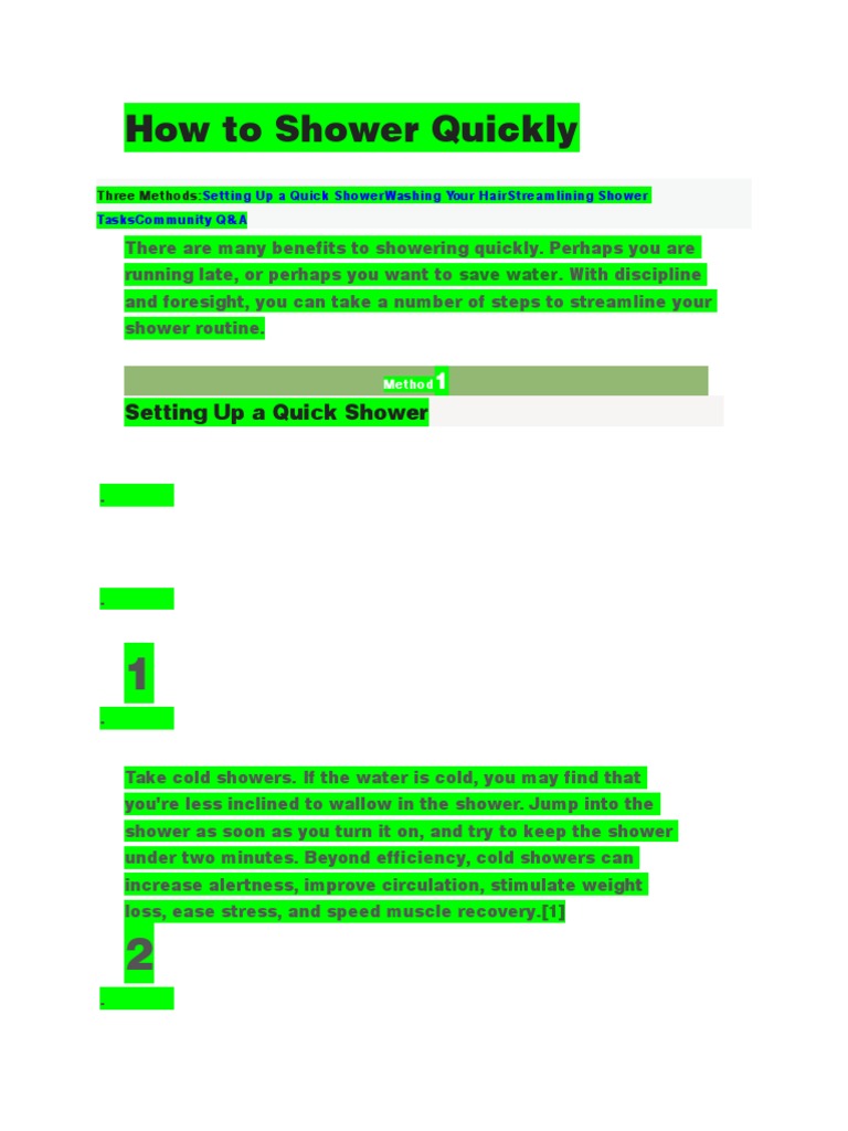 How To Shower Quickly | PDF | Shampoo | Shaving