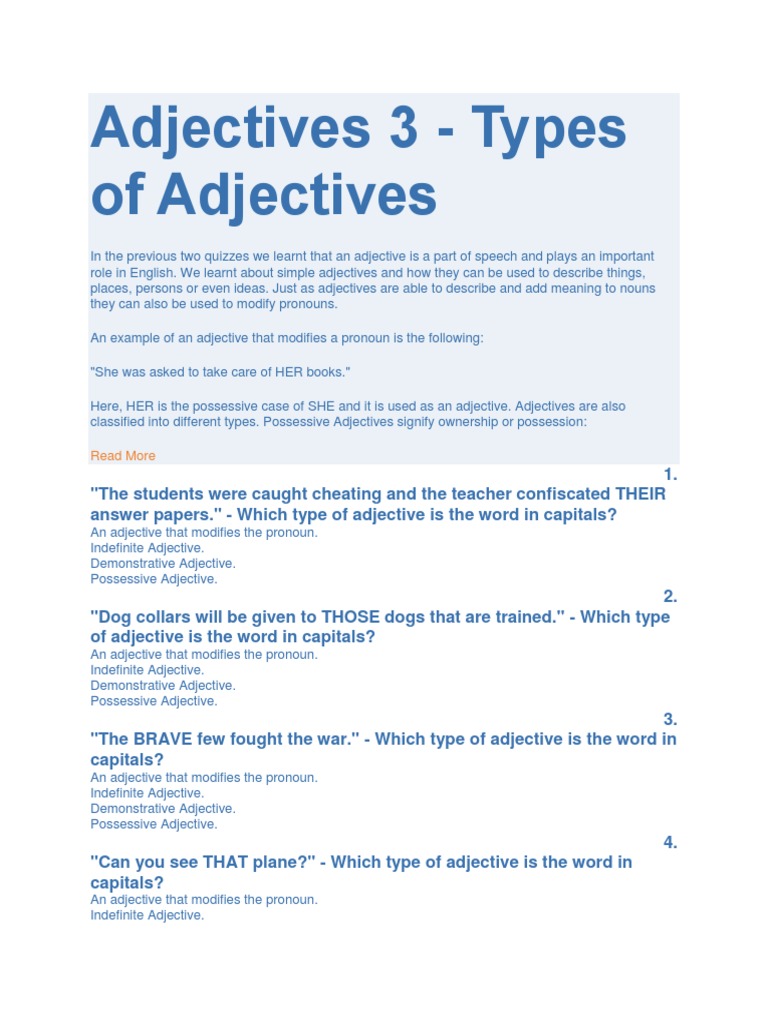 Classifying Adjectives: Exploring the Different Types of Adjectives ...