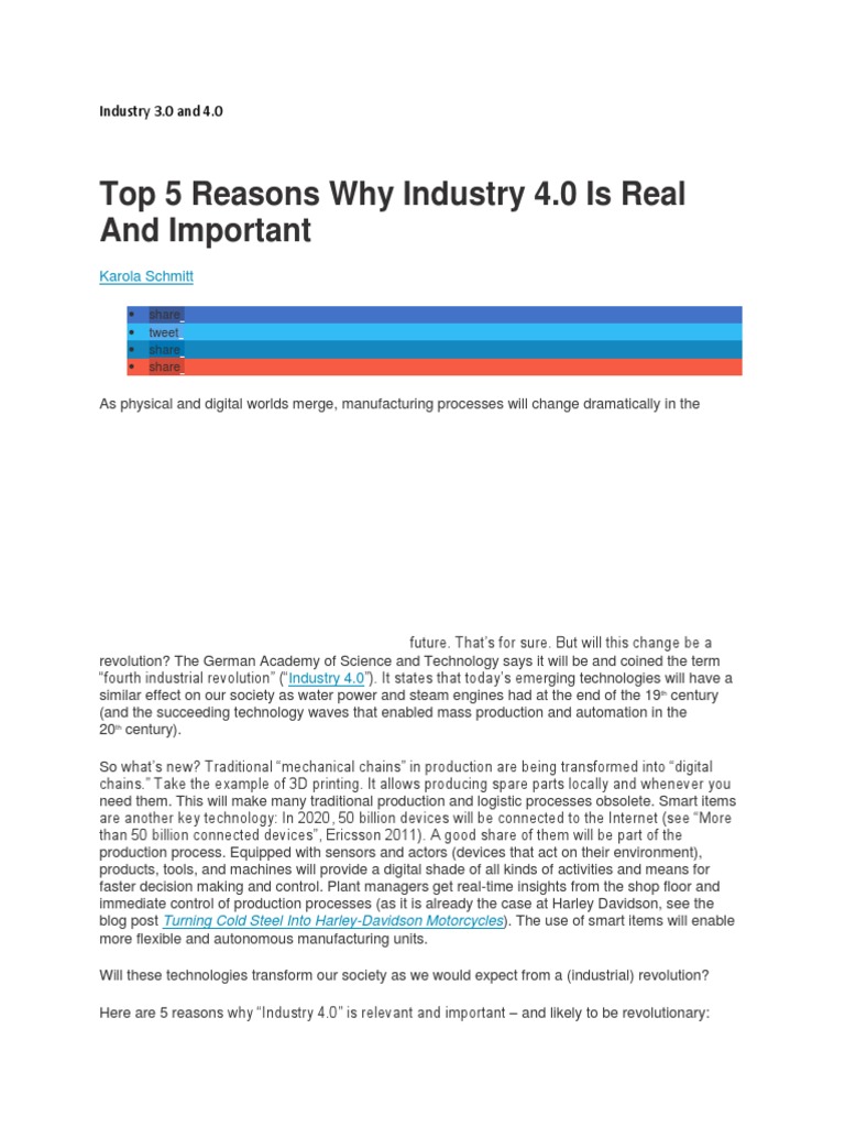 Industry 4.0 | PDF | Automation | Internet Of Things