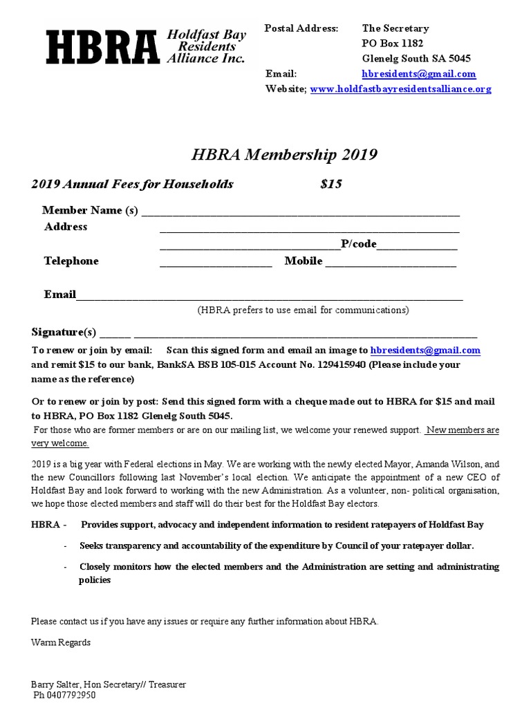 Hbra Membership 2019 v4 | PDF | Communication | Government