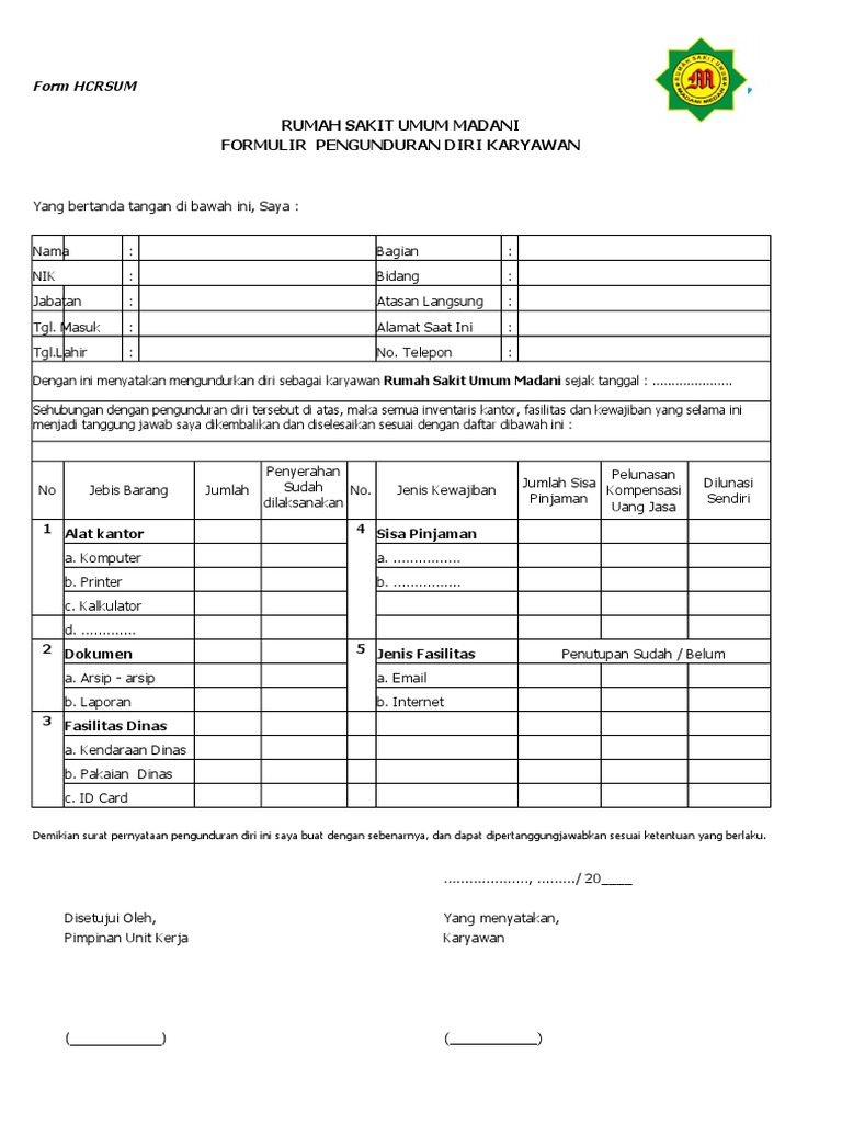 Form Resign 1 | PDF