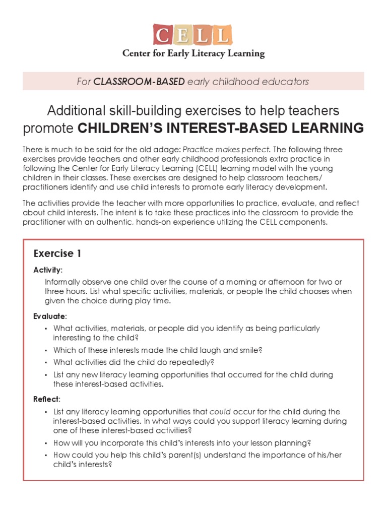Children's Interest-Based Learning: Promote | PDF | Teachers | Literacy