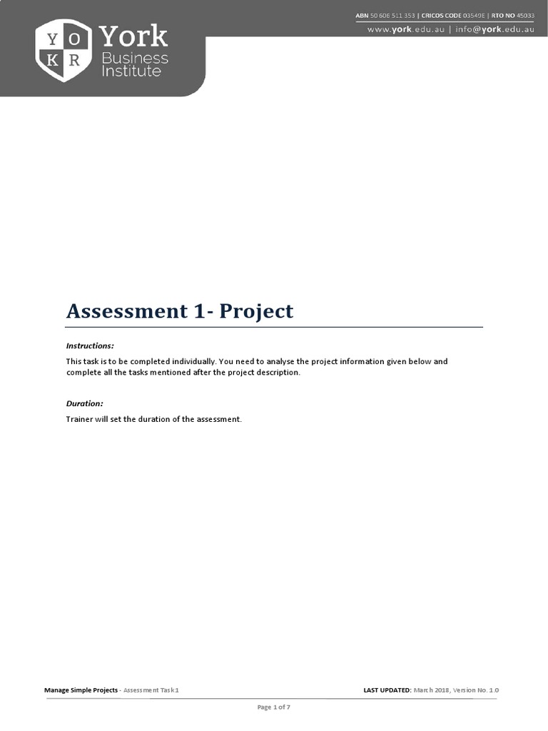 Assessment Task 1 Pdf Project Management Business