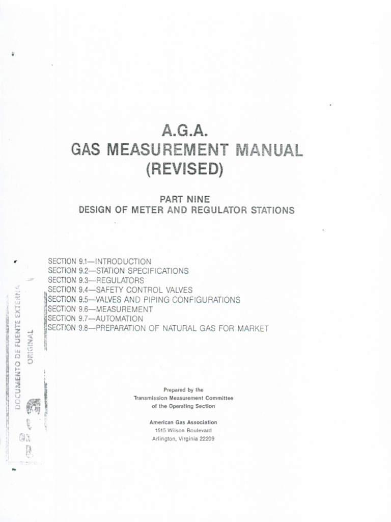 Aga Gas Measurement Manual Part Nine Design of Meter and Regulator ...