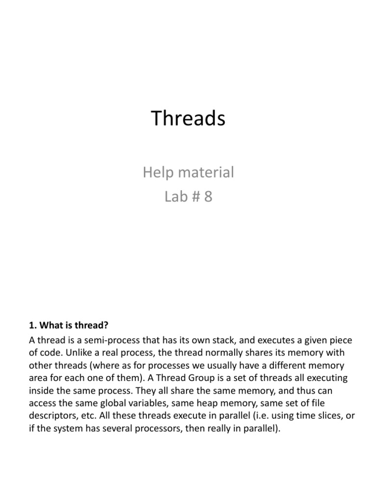 Help Lab Threads | PDF | Thread (Computing) | C (Programming Language)