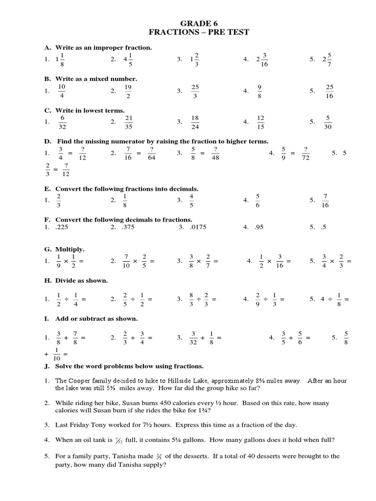 Fraction Test | PDF | Fraction (Mathematics) | Numbers