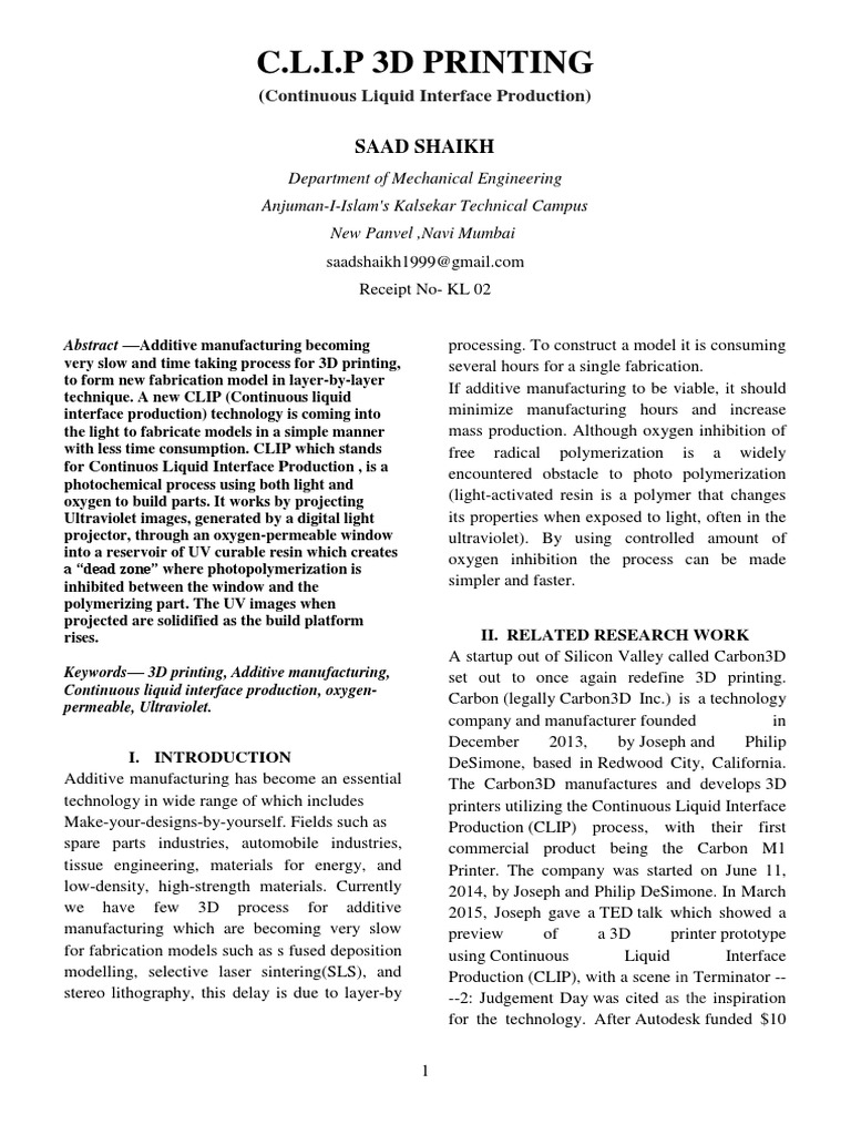 Continuous Liquid Interface Production (CLIP): A Revolutionary New 3D ...