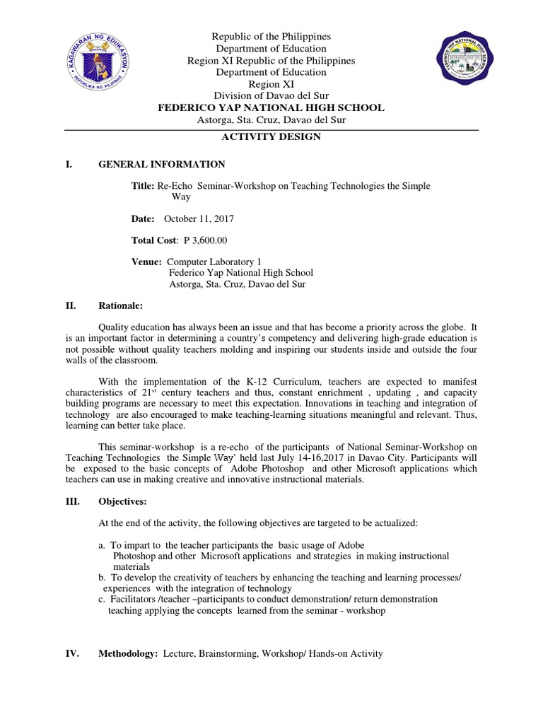 Sample Activity Design For School | Download Free PDF | Teachers ...