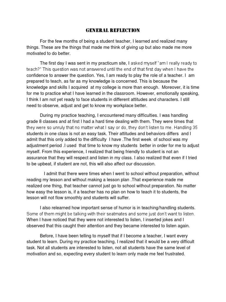 General Reflection | PDF | Attitude (Psychology) | Motivation